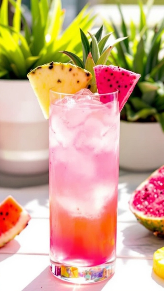 Tropical Pink Dragonfruit Pineapple Rum Fizz - The Sip Spot - Cocktails ...