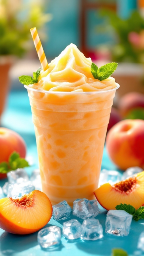 Refreshing Homemade Peach Slurpee - The Sip Spot - Cocktails Made Easy