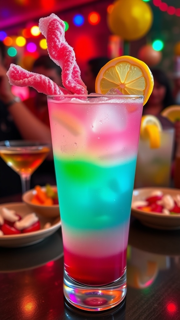 Sweet and Colorful Rock Candy Cocktail - The Sip Spot - Cocktails Made Easy